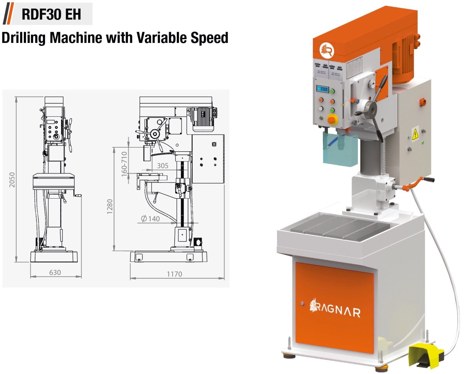 RDF30 EH - Drilling Machine with Variable Speed - RAGNAR MACHINERY